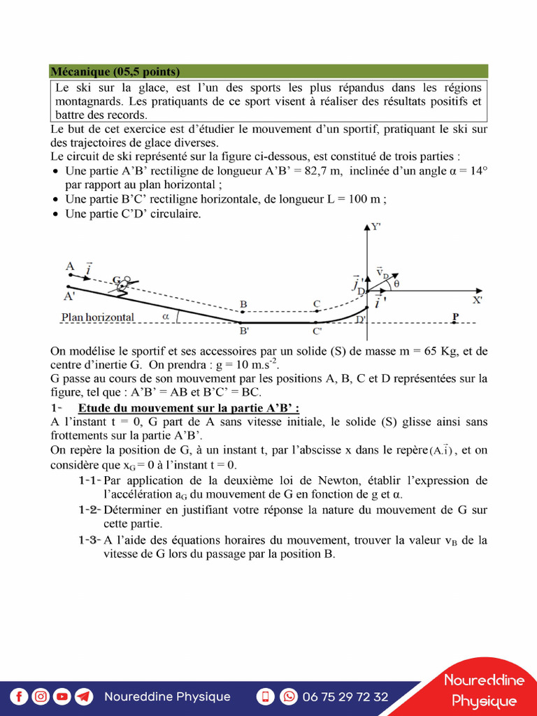 Mécanique (National PC 2011 Normal + Correction) | PDF