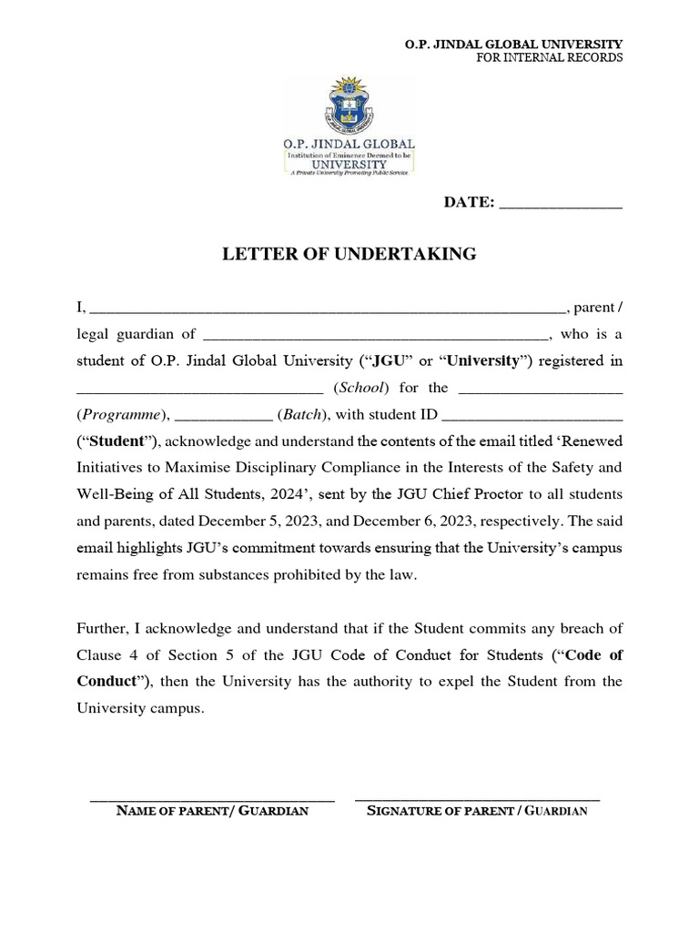 Letter of Undertaking | PDF