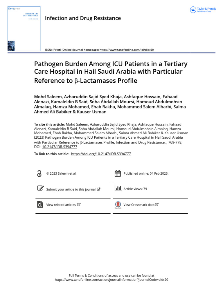 29-Infect Drug Resist - 2023 - Pathogen Burden Among ICU Patients in a ...