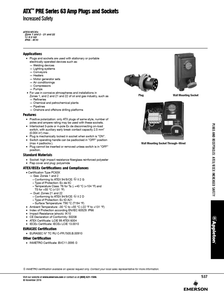 Catalog Appleton Atx Pre Series 63 Amp Plugs Sockets Cover en Us 178372 | PDF | Ac Power Plugs ...