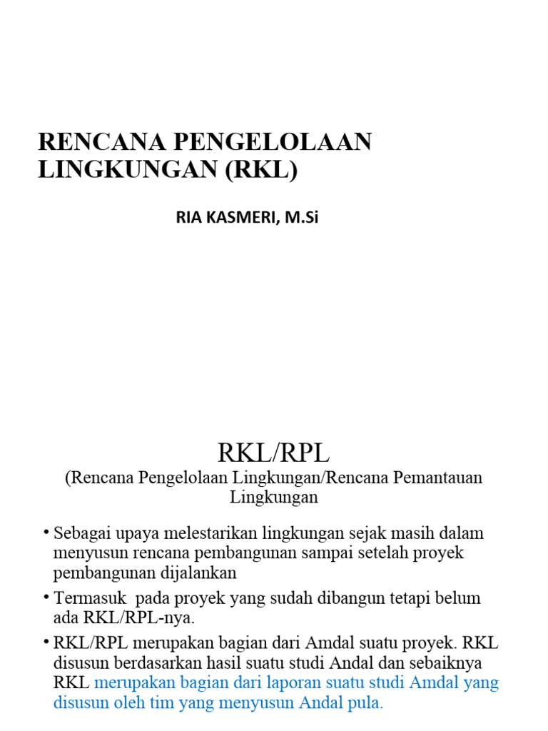 RKLRPL Rencana Pengelolaan Lingkunganrencana Pemantauan Lingkungan | PDF
