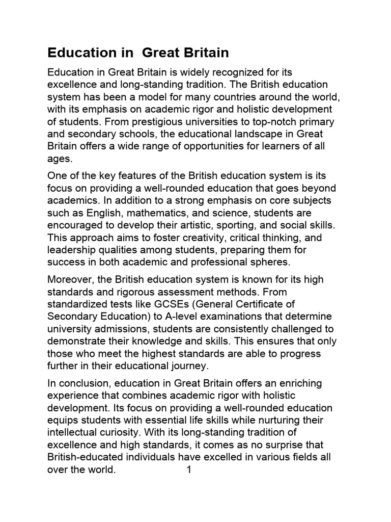 Overview of Education in Great Britain | PDF | Vocational Education ...