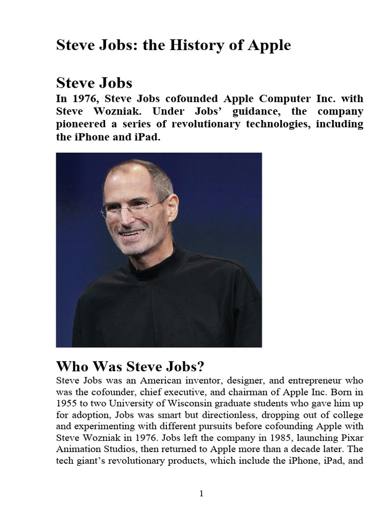 Steve Jobs: Apple Co-Founder History | PDF | Steve Jobs | Apple Inc.