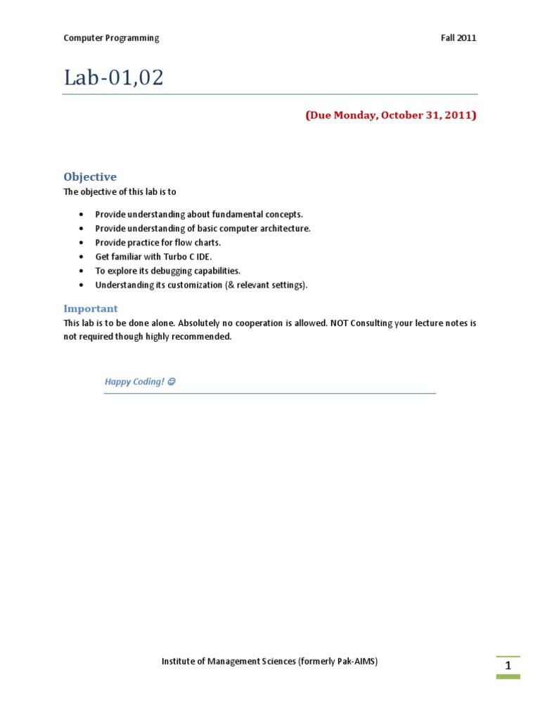 Programming Lab Guide | PDF | Computer Engineering | Computer Programming