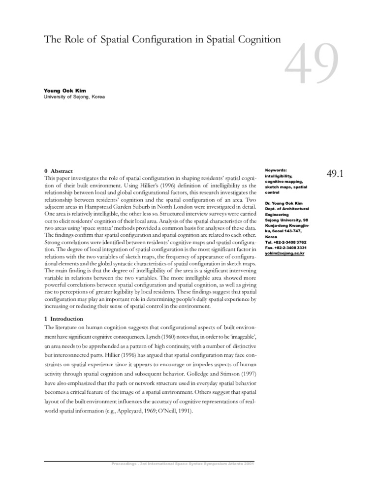 The Role of Spatial Configuration in Spatial Cognition | PDF ...