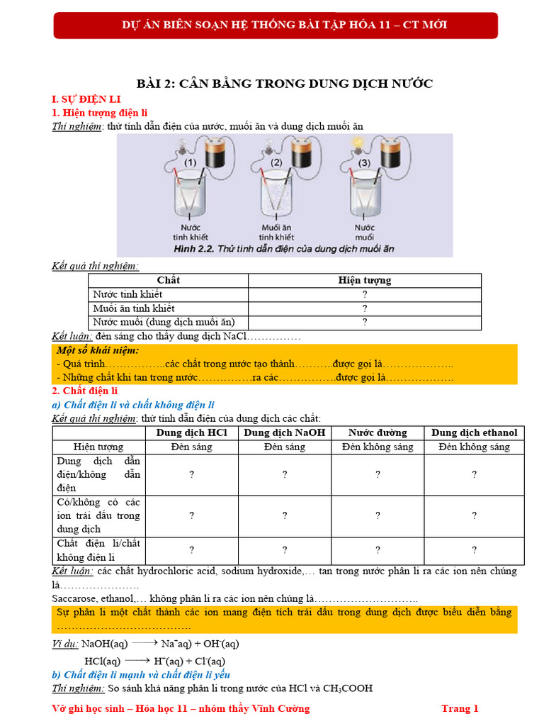 30 - KNTT - Bai 2 - Can Bang Trong Dung Dich Nuoc - Hue Ha | PDF