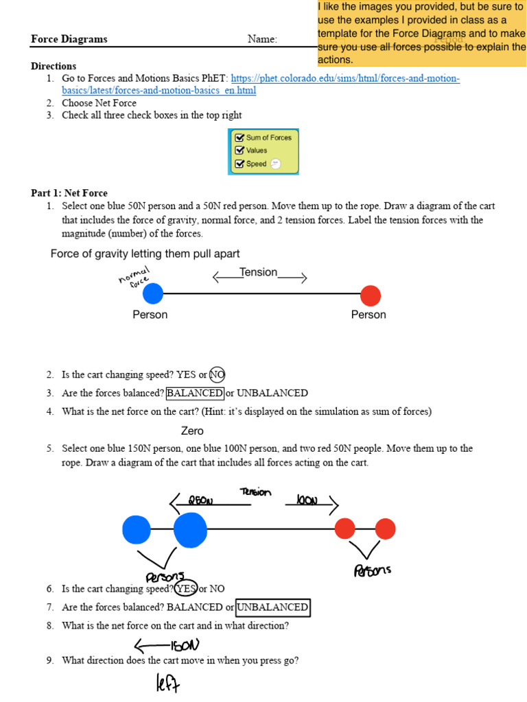 5 ForceDiagramPhET | PDF | Force | Applied And Interdisciplinary Physics
