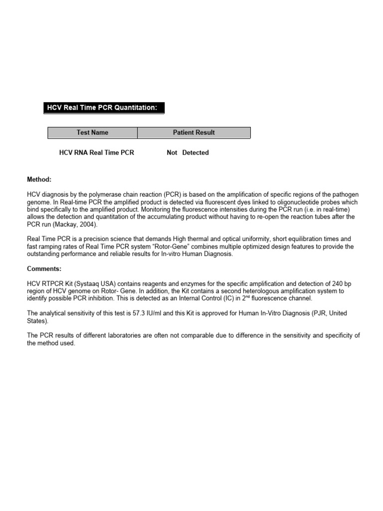 HCV PCR Report QN | PDF