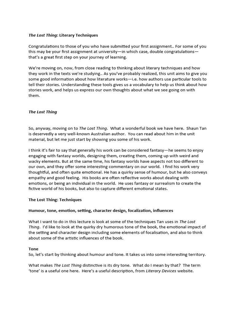 The Lost Thing Lecture Script | PDF