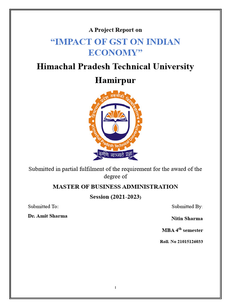 Nitin 21015126033 GST Final Report....... | PDF | Value Added Tax | Taxes