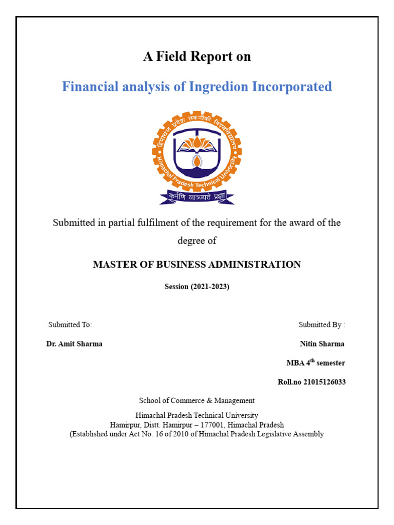 sharma nitin field report | PDF | Food And Drink | Business