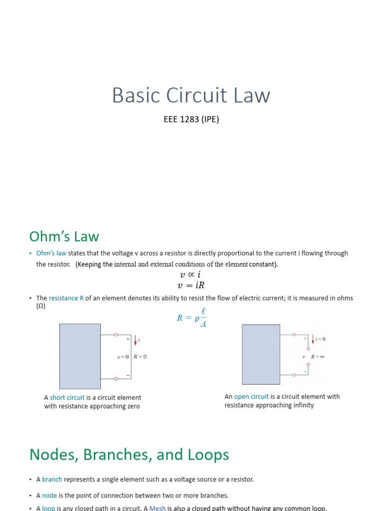 Basic Circuit Law | PDF | Series And Parallel Circuits | Electrical Network