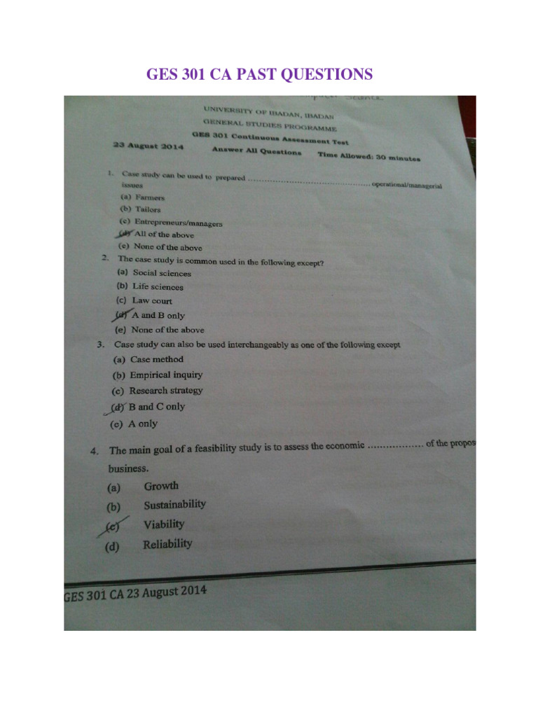 Ges 301 Ca Past Questions-1 | PDF