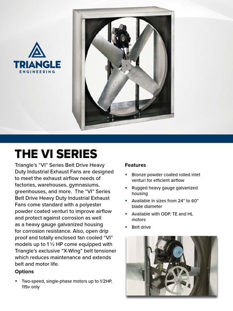 VI Series Heavy Duty Exhaust Fans | PDF | Electric Motor | Belt ...