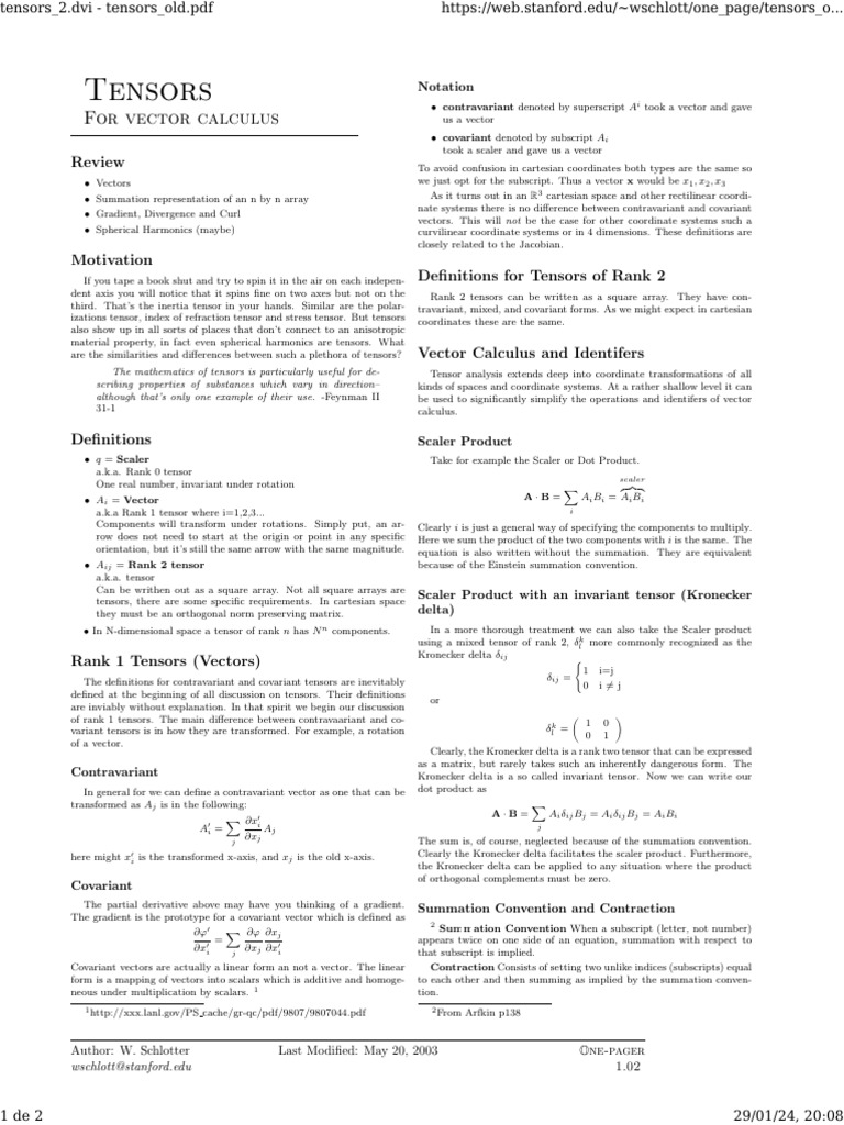 Understanding Tensors in Vector Calculus | PDF | Tensor | Euclidean Vector