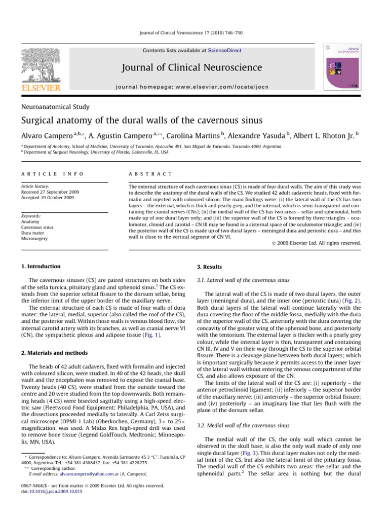 Anatomía Quirúrgica Del Seno Cavernoso | PDF | Human Anatomy | Human ...