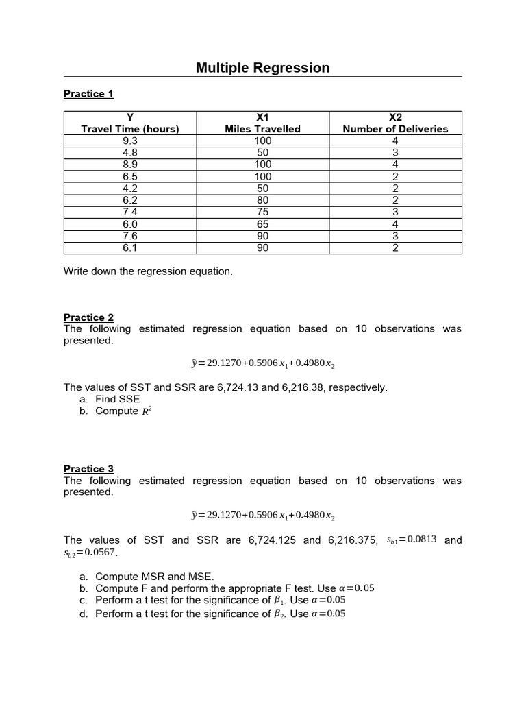 Multiple Regression-Practice | PDF