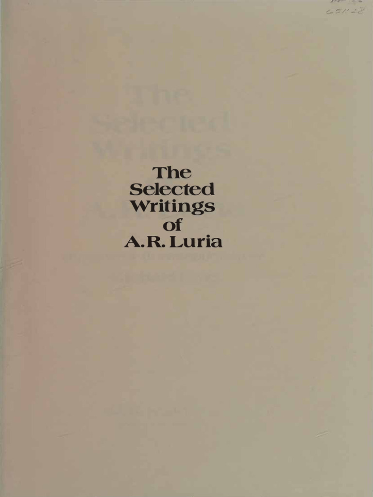 Aleksandr R. Luria, Michael Cole - The Selected Writings of A. R. Luria ...