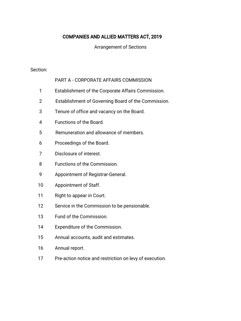 CAMA 2020 (As Amended by BFA 2023) | PDF