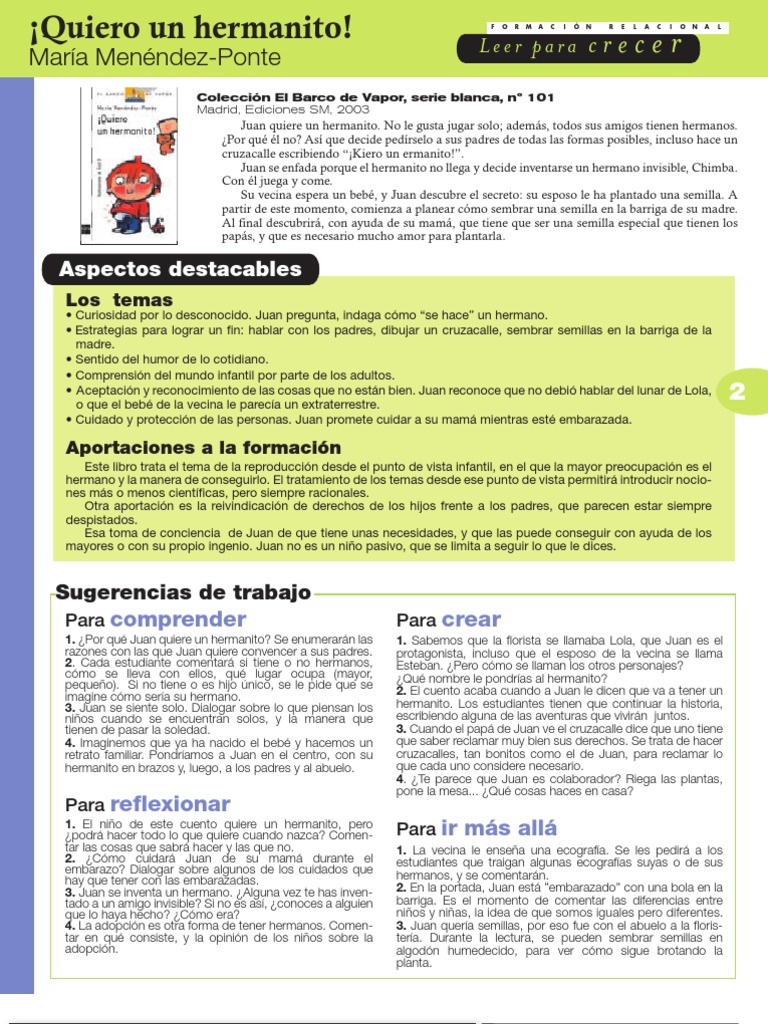 Quiero Un Hermanito Actividades | PDF