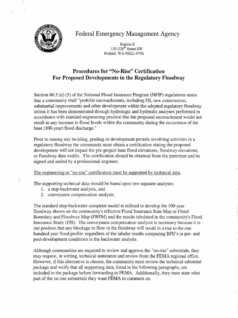 FEMA No-Rise Certification Procedures | Download Free PDF | Earth Sciences