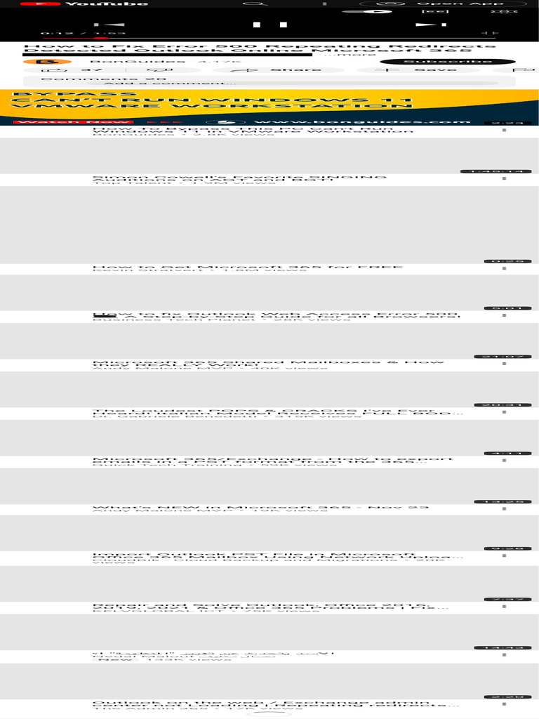How To Fix Error 500 Repeating Redirects Detected Outlook Online Microsoft 365 - YouTube | PDF ...
