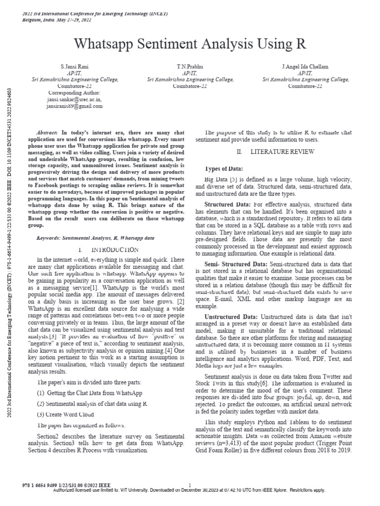 Whatsapp Sentiment Analysis Using R | Download Free PDF | Relational ...