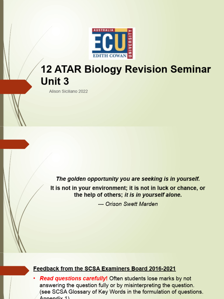 ATAR Biology Unit 3 Revision Seminar | PDF | Dna Replication ...