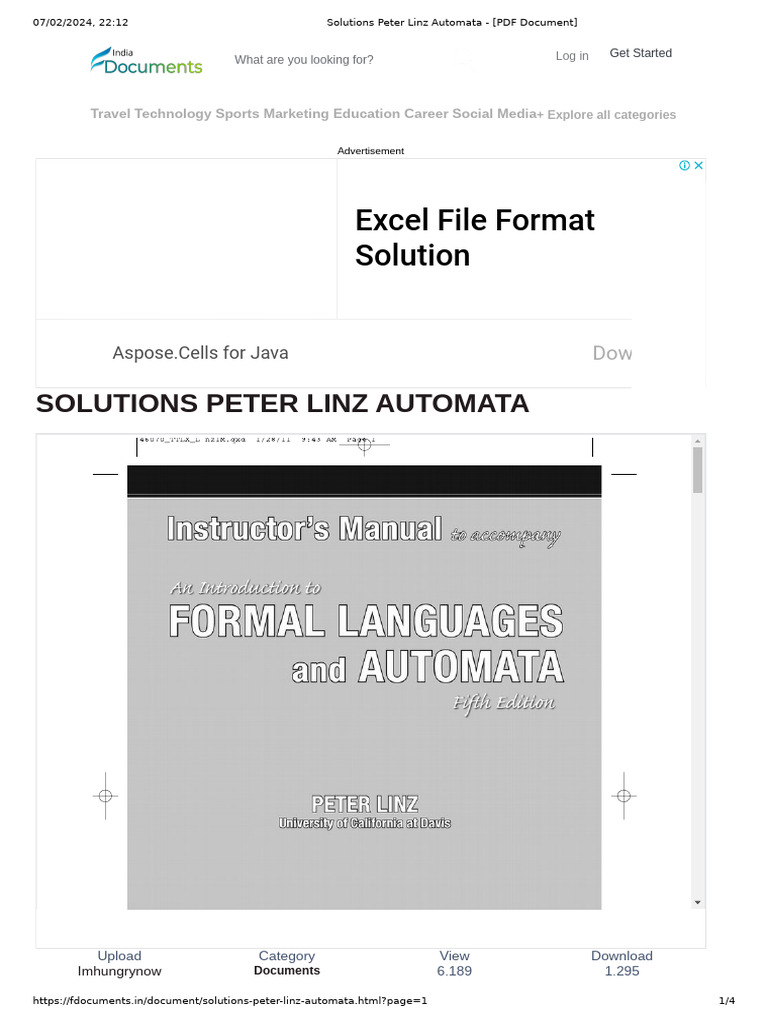 Solutions Peter Linz Automata - (PDF Document) | PDF | Computing | Mass Media
