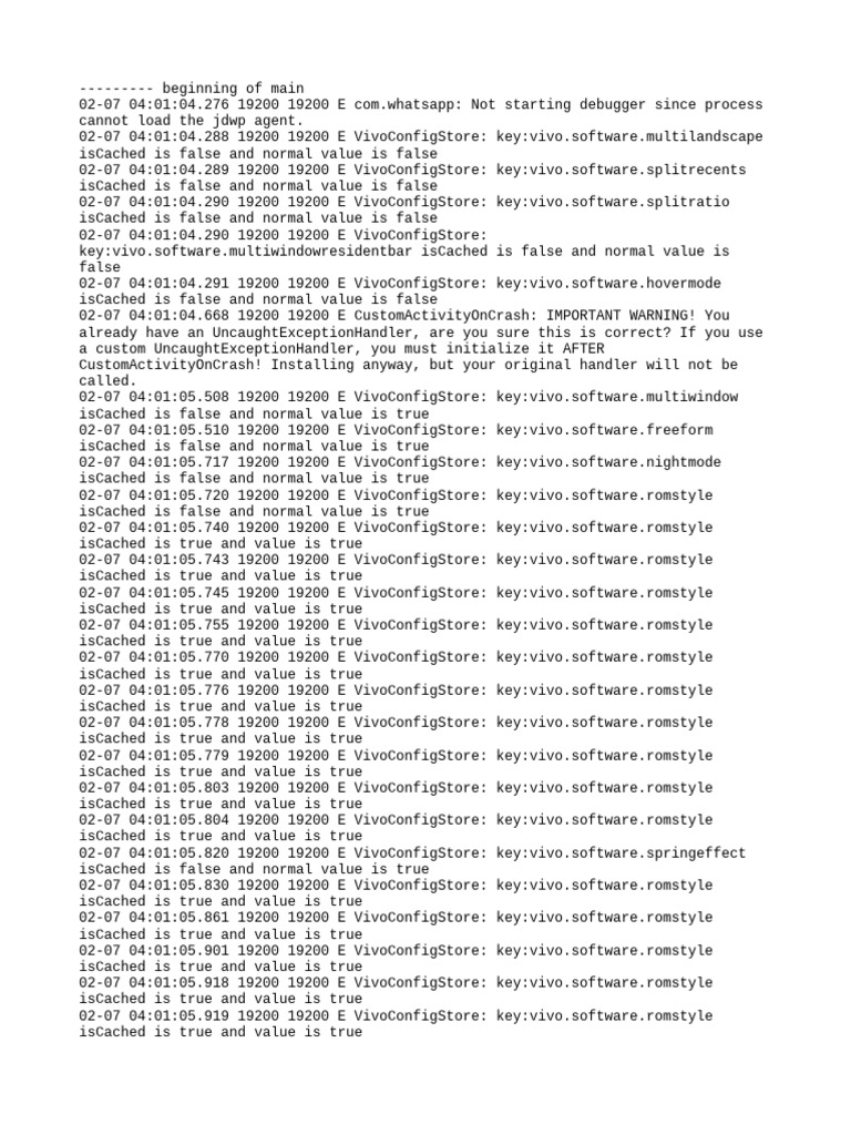 Vivo Software Debugging Logs | PDF | Java (Programming Language ...