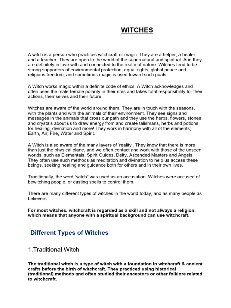 Types of Witches Explained | PDF | Witchcraft | Wicca