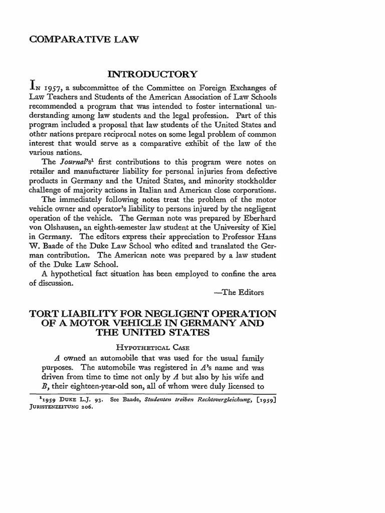 Tort Liability For Negligent Operation of A Motor Vehicle in Germ | PDF ...