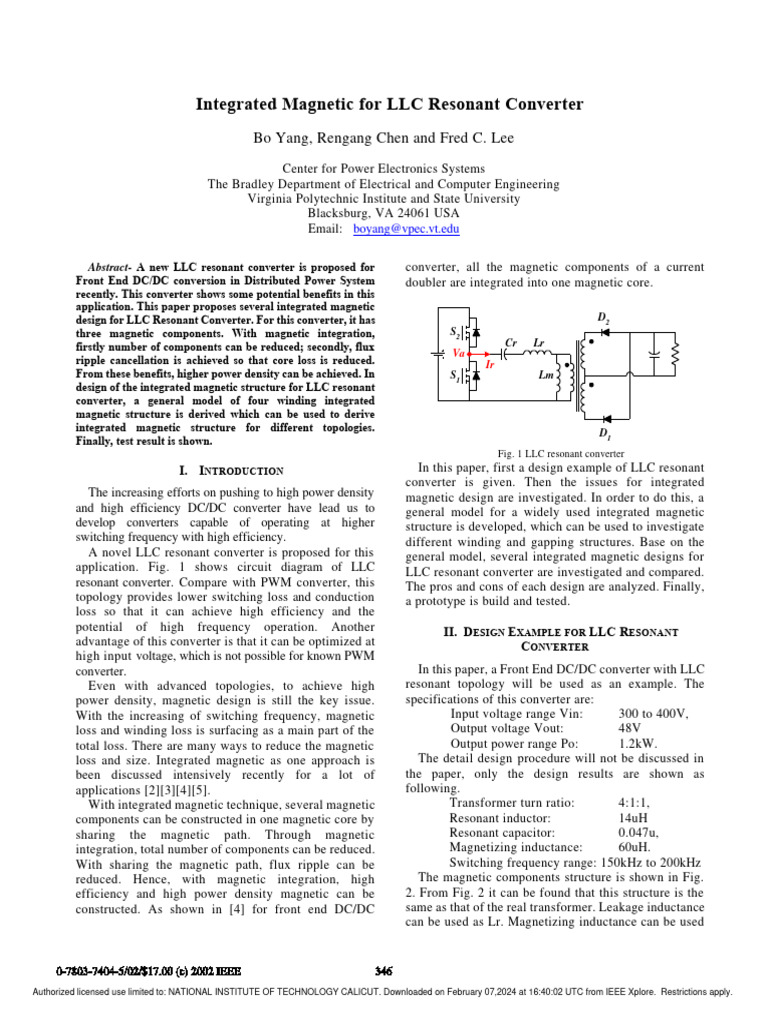 Integrated Magnetic For LLC Resonant Converter | PDF | Inductor ...