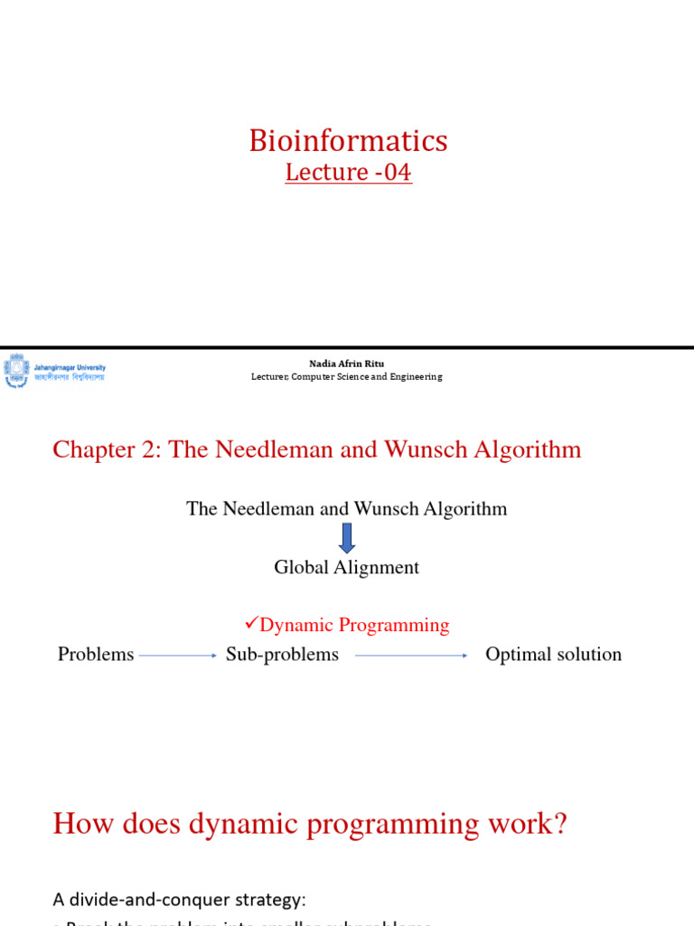 Bioinformatics.04 | PDF | Sequence Alignment | Dynamic Programming Bioinformatics.04 | PDF | Sequence Alignment | Dynamic Programming