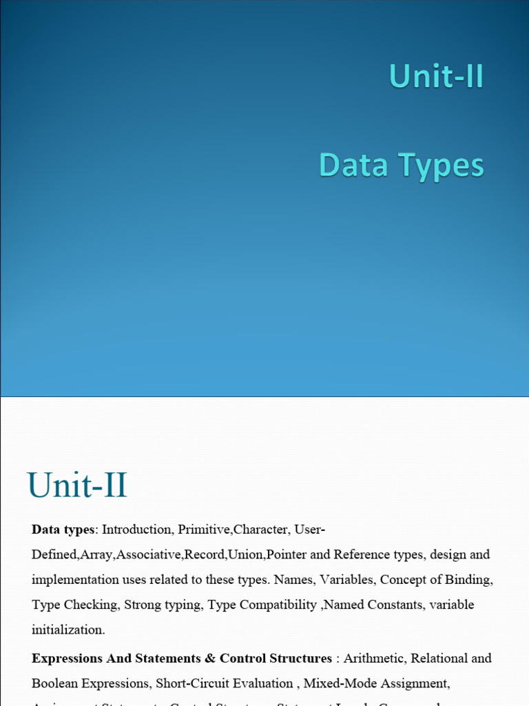 PPL Unit-II - Datatypes Final | PDF | Pointer (Computer Programming ... PPL Unit-II - Datatypes Final | PDF | Pointer (Computer Programming ...