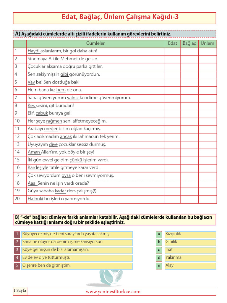Edat Baglac Unlem Calisma Kagidi 3 | PDF