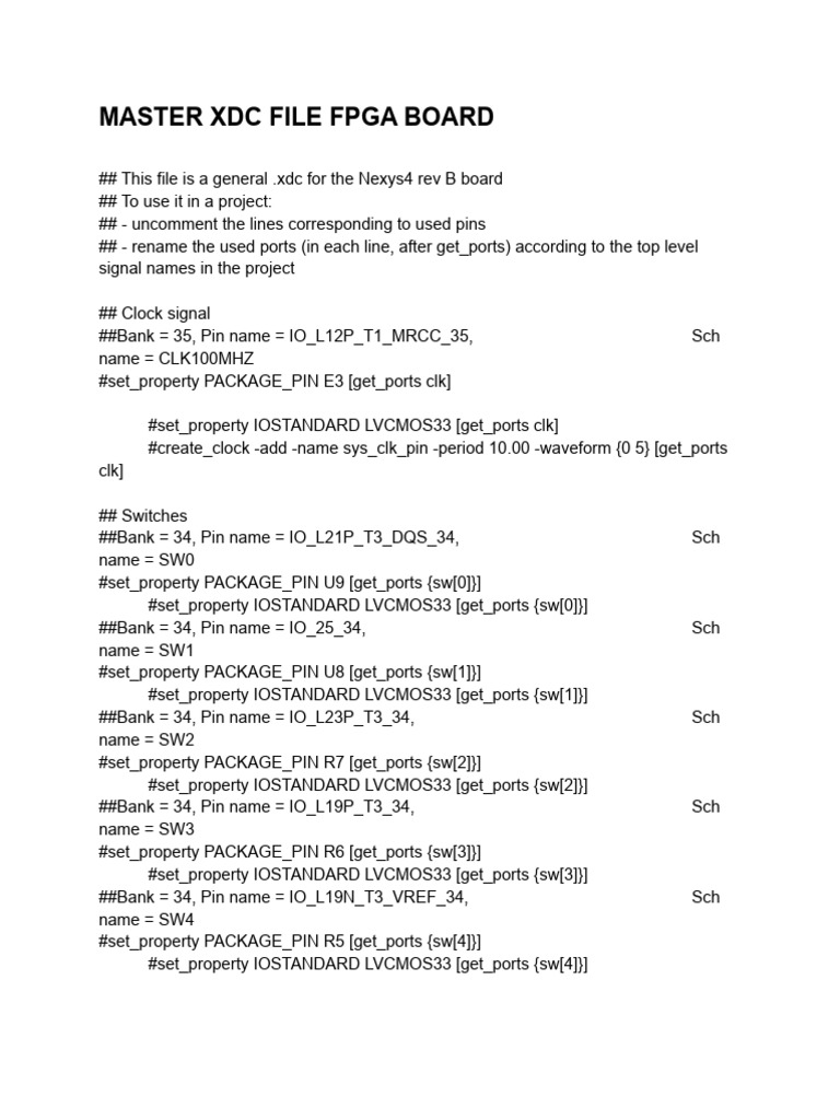 Master XDC File Fpga Board | PDF