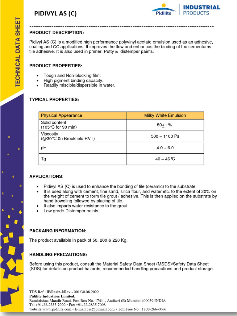 Pidivyl AS - TDS | PDF | Paint | Adhesive