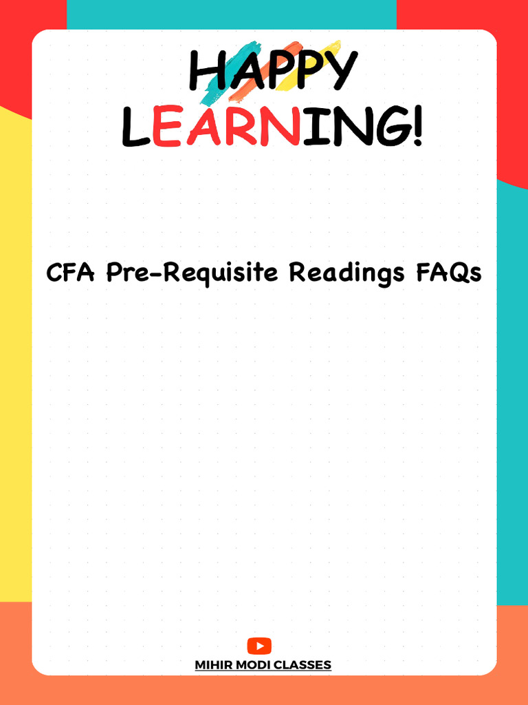 CFA PreRequisite Readings FAQs | PDF | Valuation (Finance) | Financial ...