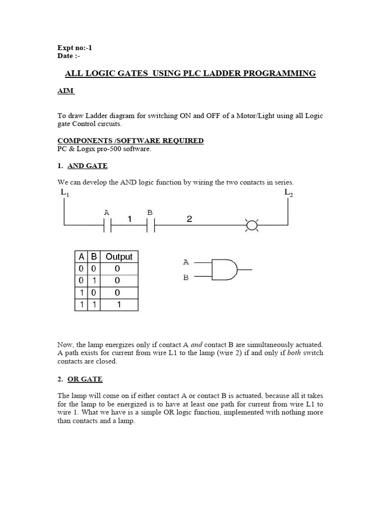 PLC Expt 1 ALL GATES | PDF | Logic | Computer Engineering PLC Expt 1 ALL GATES | PDF | Logic | Computer Engineering