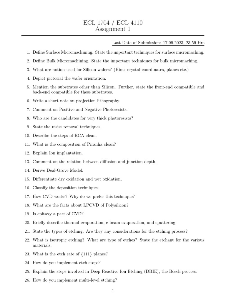 ECL 1704 Assignment 1 | PDF