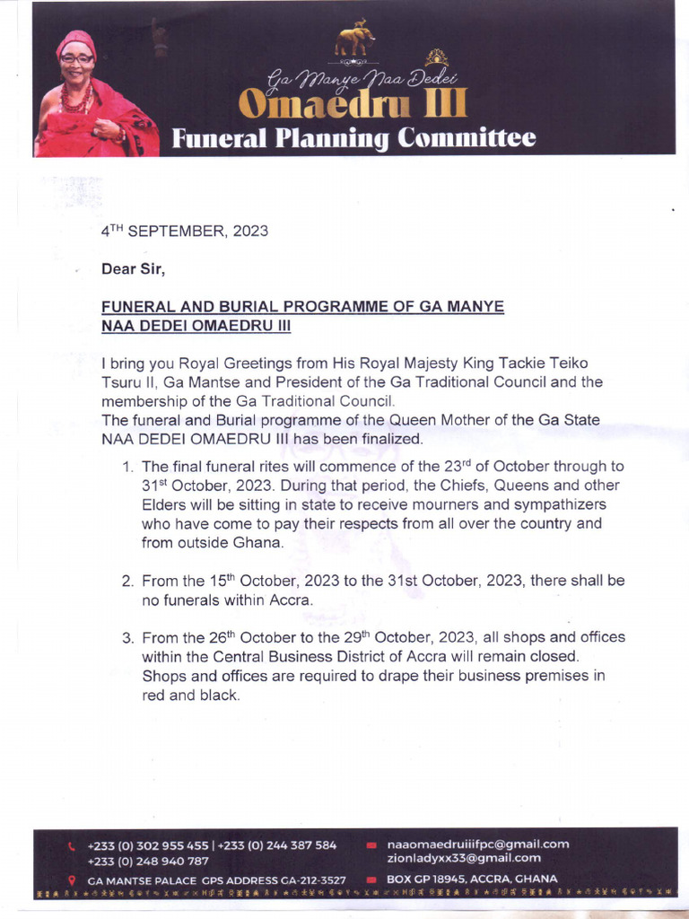 Funeral Arrangements - Ga Manye 0923 | PDF