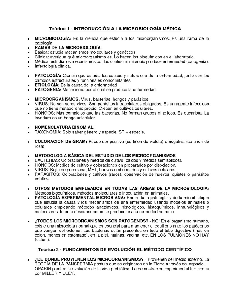 Teoricos Primer Parcial Micro 1 | PDF | Adn | Plásmido