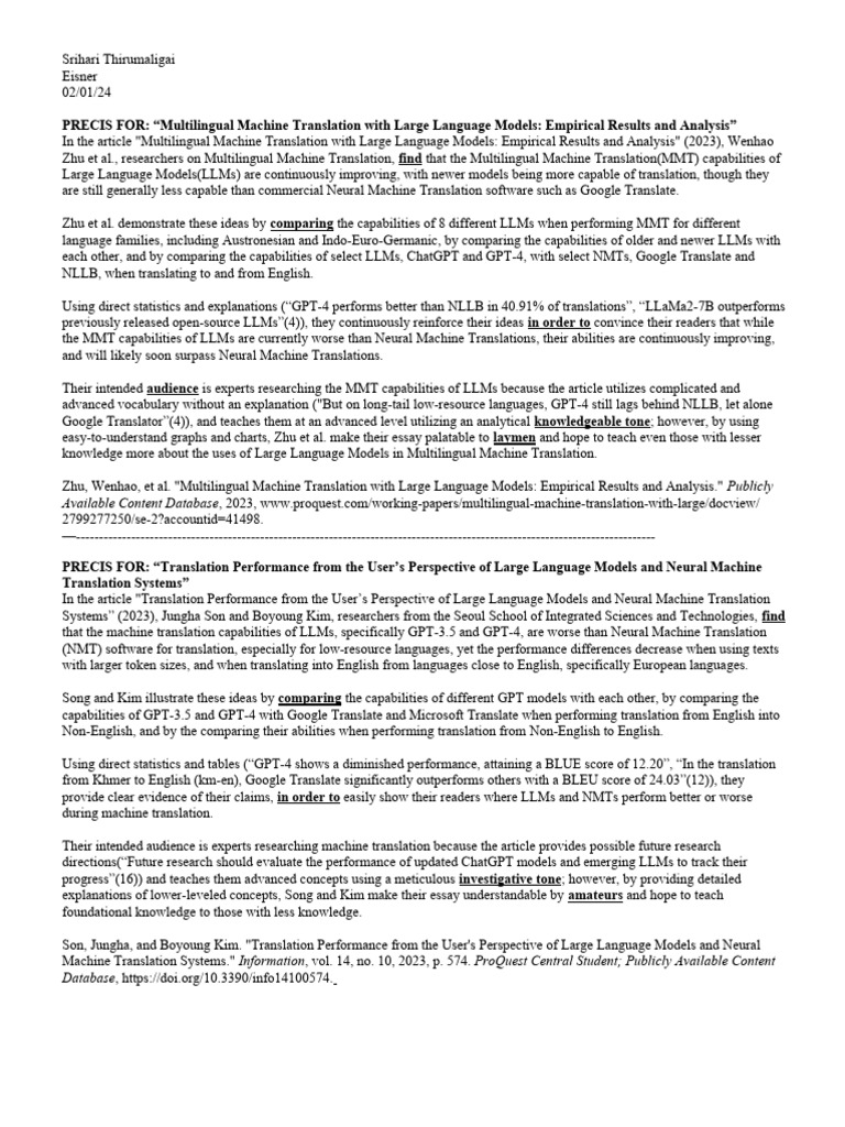 Srihari Thirumaligai Rhetorical Precis 1 | PDF | Translations | Computing