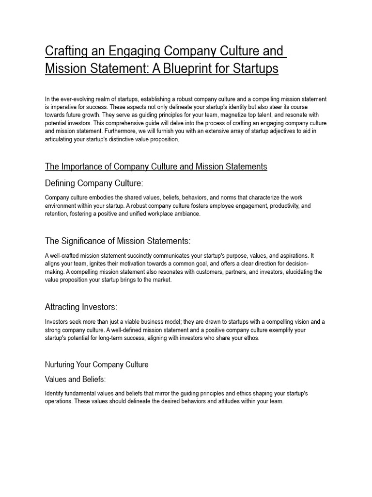 Crafting An Engaging Company Culture and Mission Statement | Download ...