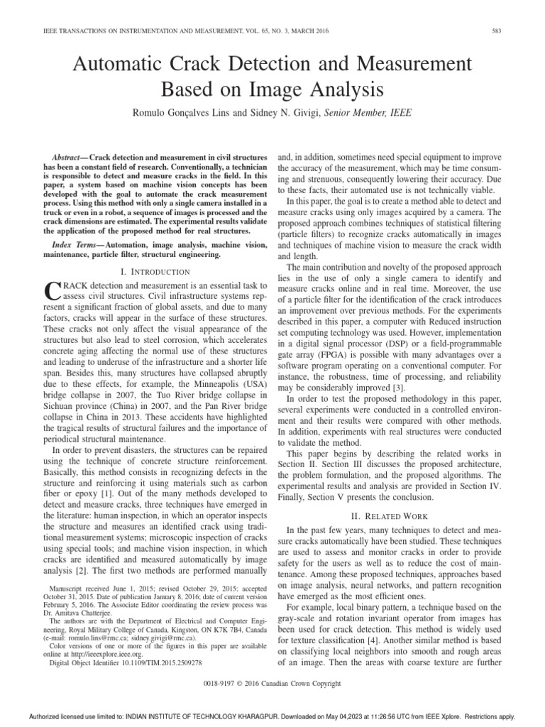 Automatic Crack Detection and Measurement Based On Image Ana | PDF ...