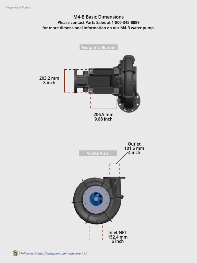 Dimensions and Performance Curve M4B Water Pumps | PDF