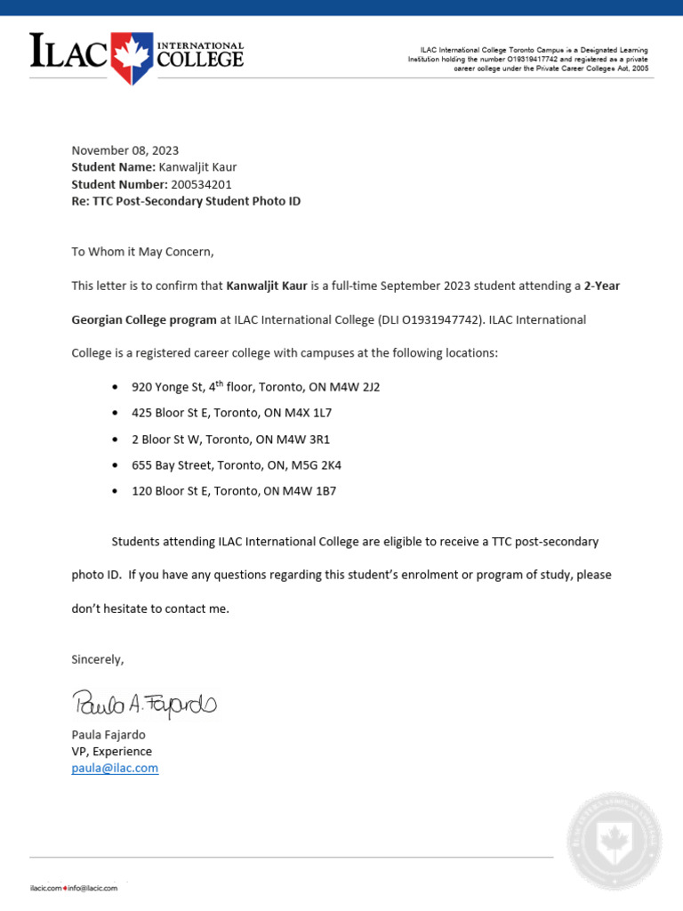 TTC Letter - 200534201 | PDF