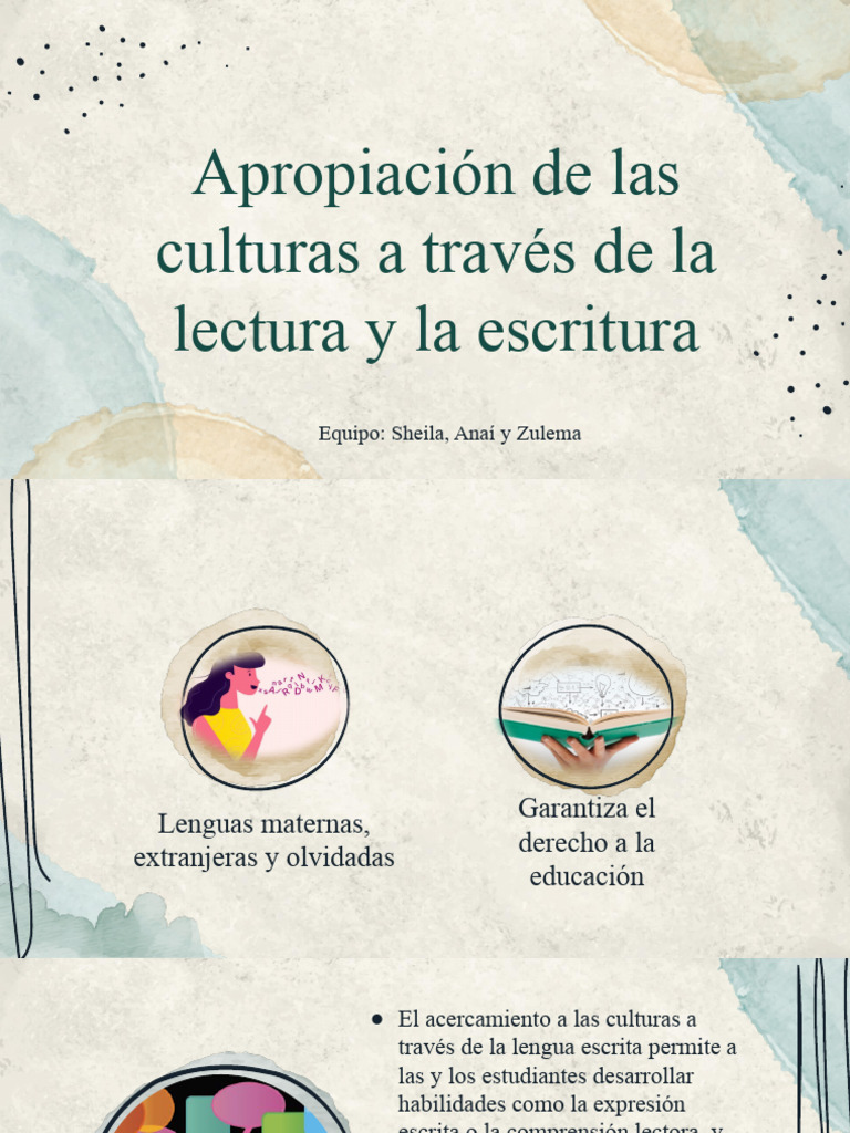 Apropiación de Las Culturas A Través de La Lectura y La Escritura | PDF | Educación de la ...