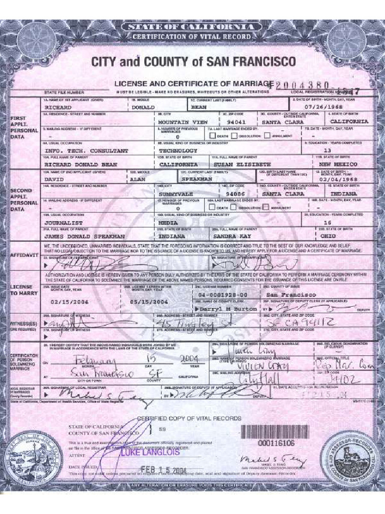 Marriage License | PDF